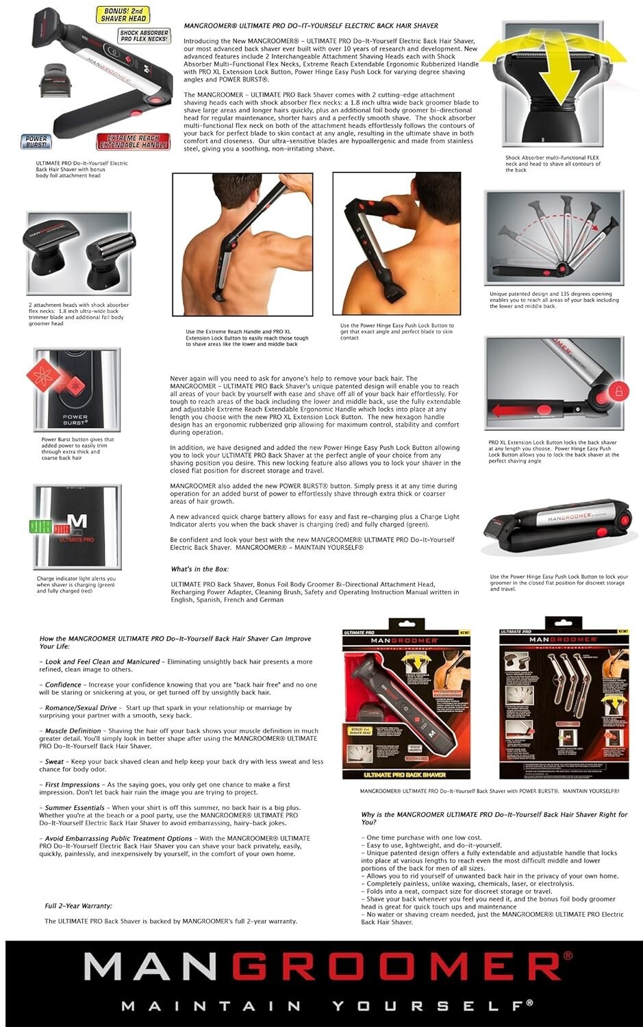 Mangroomer 3016 Ultimate Pro Shaver with 2 Shock Absorber Flex Heads ...