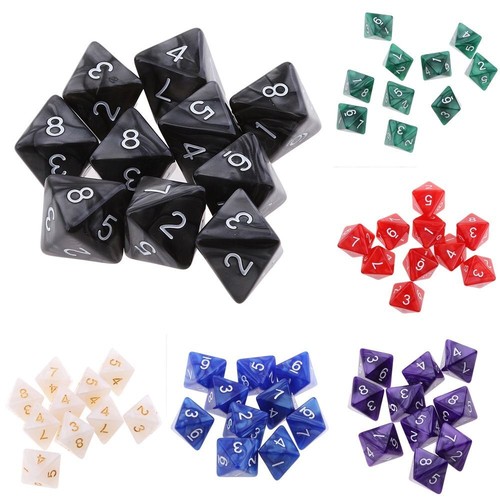 10Pcs/set 8-sided Polyhedral Dice D8 Colored Game Dice DND Dice TRPG ...