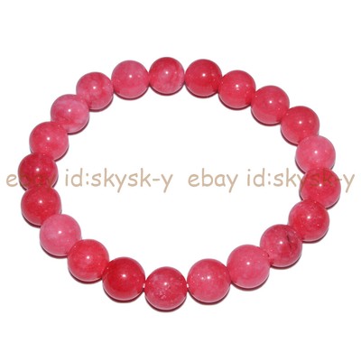 10mm Natural Red Snowflake Jasper Round Gemstone Beads Elastic Bracelet ...