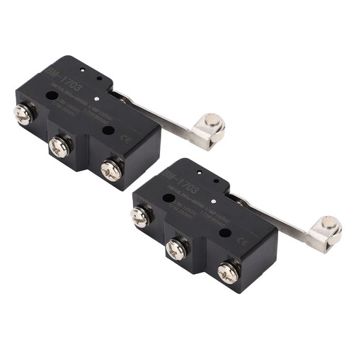 2x Micro Limit Switches Copper Conductor Silver Contact Hinge Roller ...
