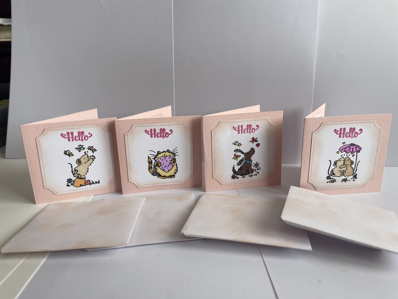 set of Four Cute Notelets/cards With Envelopes | eBay