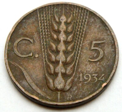 ITALY 5 CENTESIMI 1934 OLD COIN | eBay
