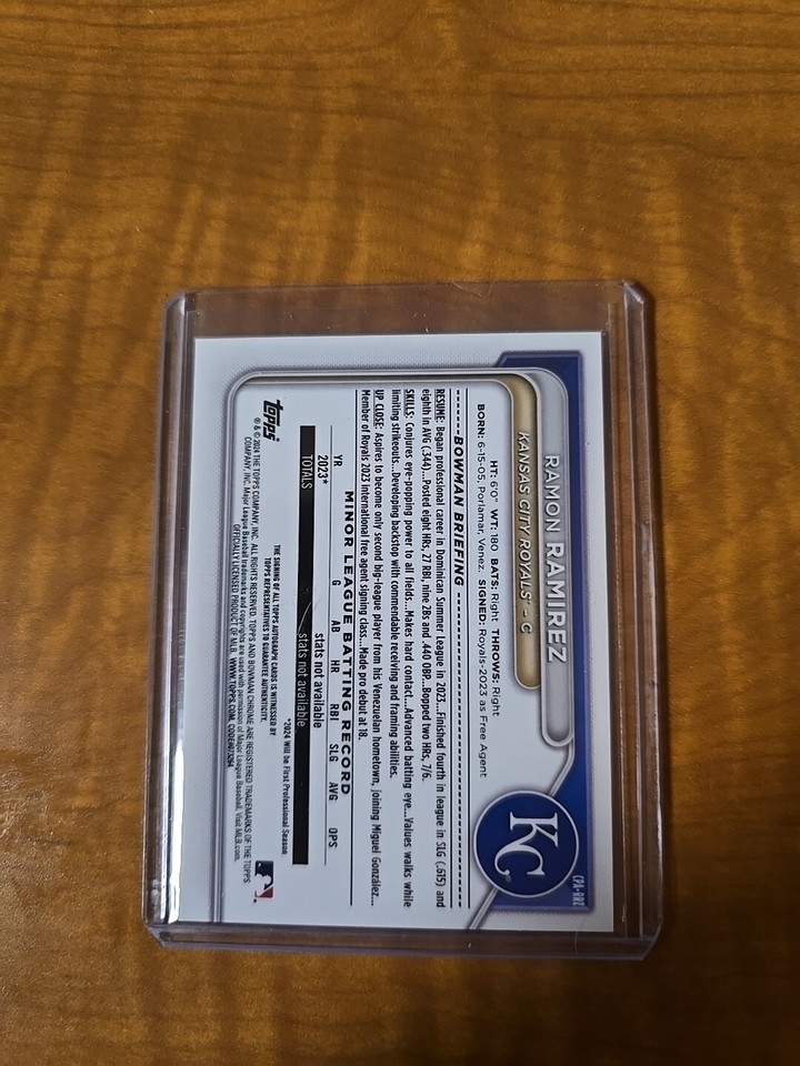2024 Bowman Baseball RAMON RAMIREZ Chrome 1st Auto Kansas City Royals ...
