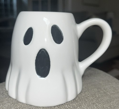 Crofton Ghost Shaped Mug 11oz Cup Coffee Tea Stoneware White Black ...