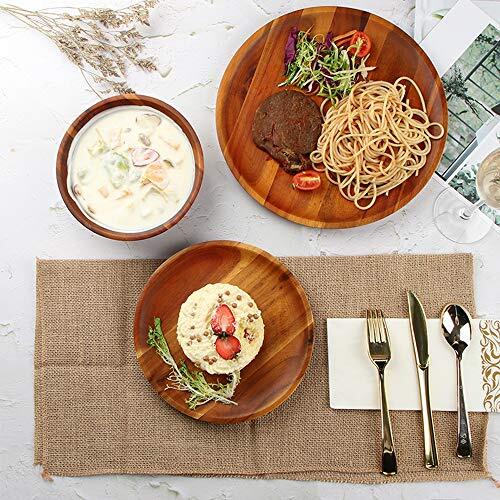 Wood Dinnerware Set 12pcs Acacia Wood Tableware Set, Dishes Set for 4 ...