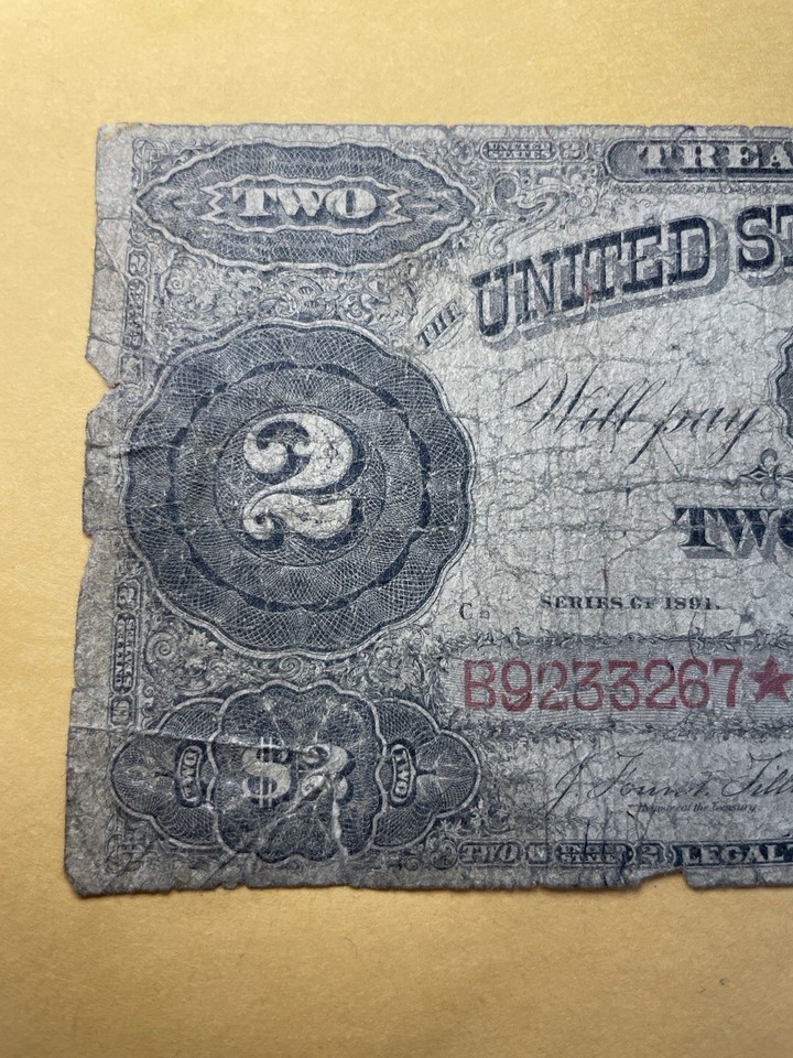 US Currency 1891 $2 Treasury Note Red Seal “McPherson” 7.5x3 | eBay