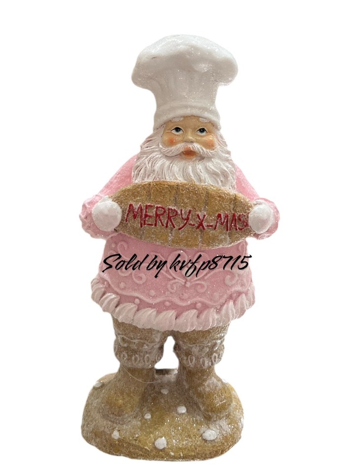 Santa Baker Gingerbread Statue Bakery Pink Pastel Christmas Merry x-mas ...