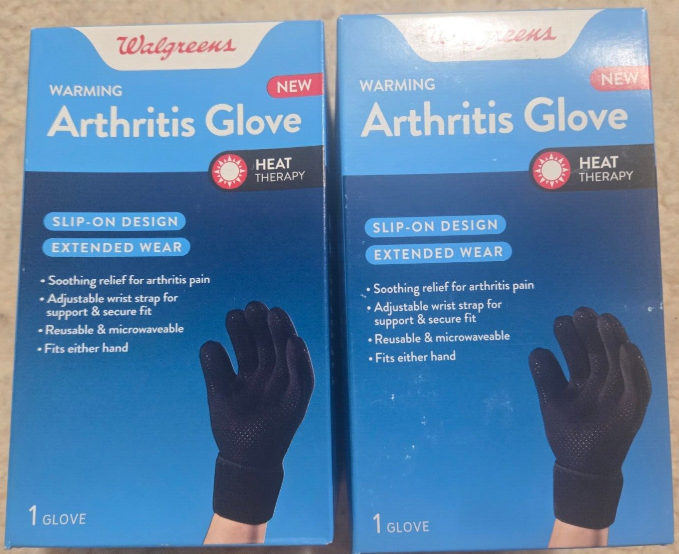 2 New Walgreens Warming Arthritis Glove Heat Therapy One Size Reusable ...