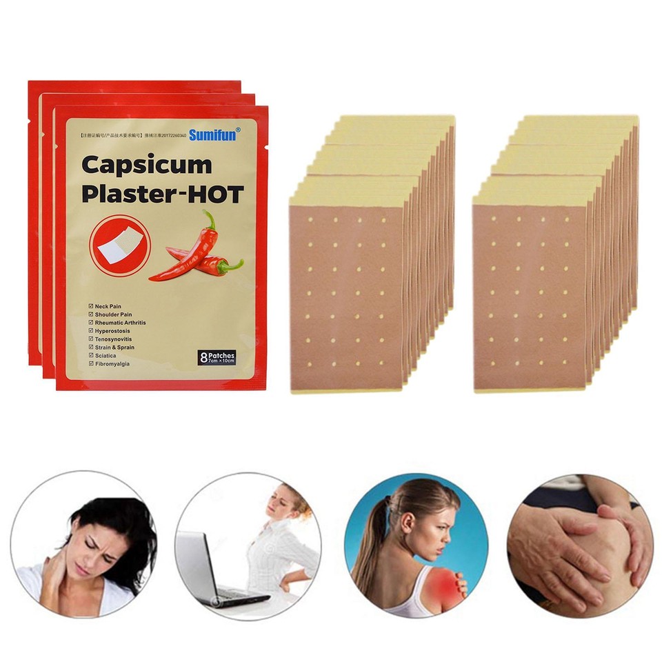 3 Bag (24 Sheets) Capsicum Plaster Paste Hot Pain Patch Relief 10x7cm ...