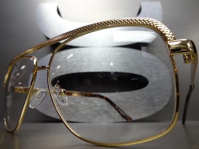 Men's CLASSIC VINTAGE RETRO Style Clear Lens EYE GLASSES Square Gold ...
