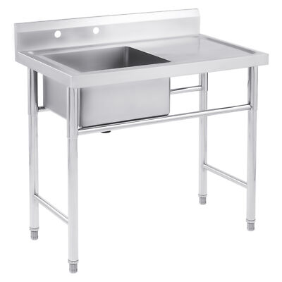 Commercial Sink Stainless Steel Kitchen Utility Sink+Prep Table 39.4x23 ...