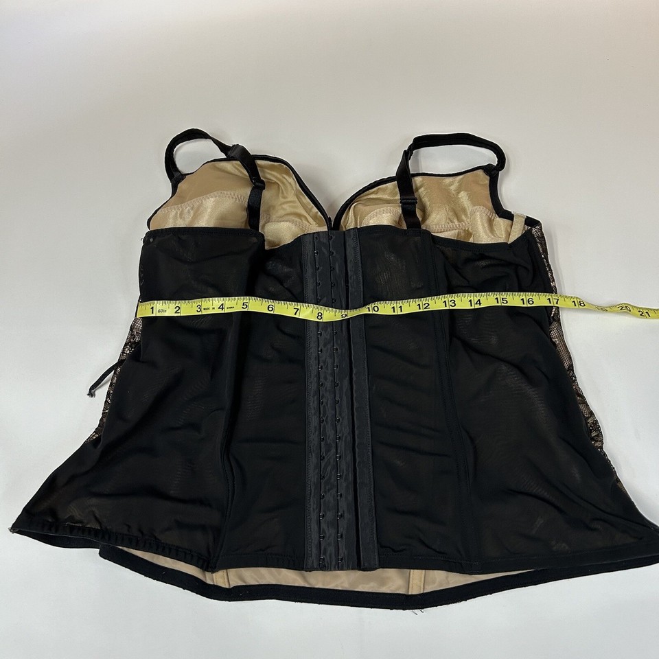 Cacique Bustier Corset Bra Top Plus Size 26/28 Beige Black Floral Lace ...