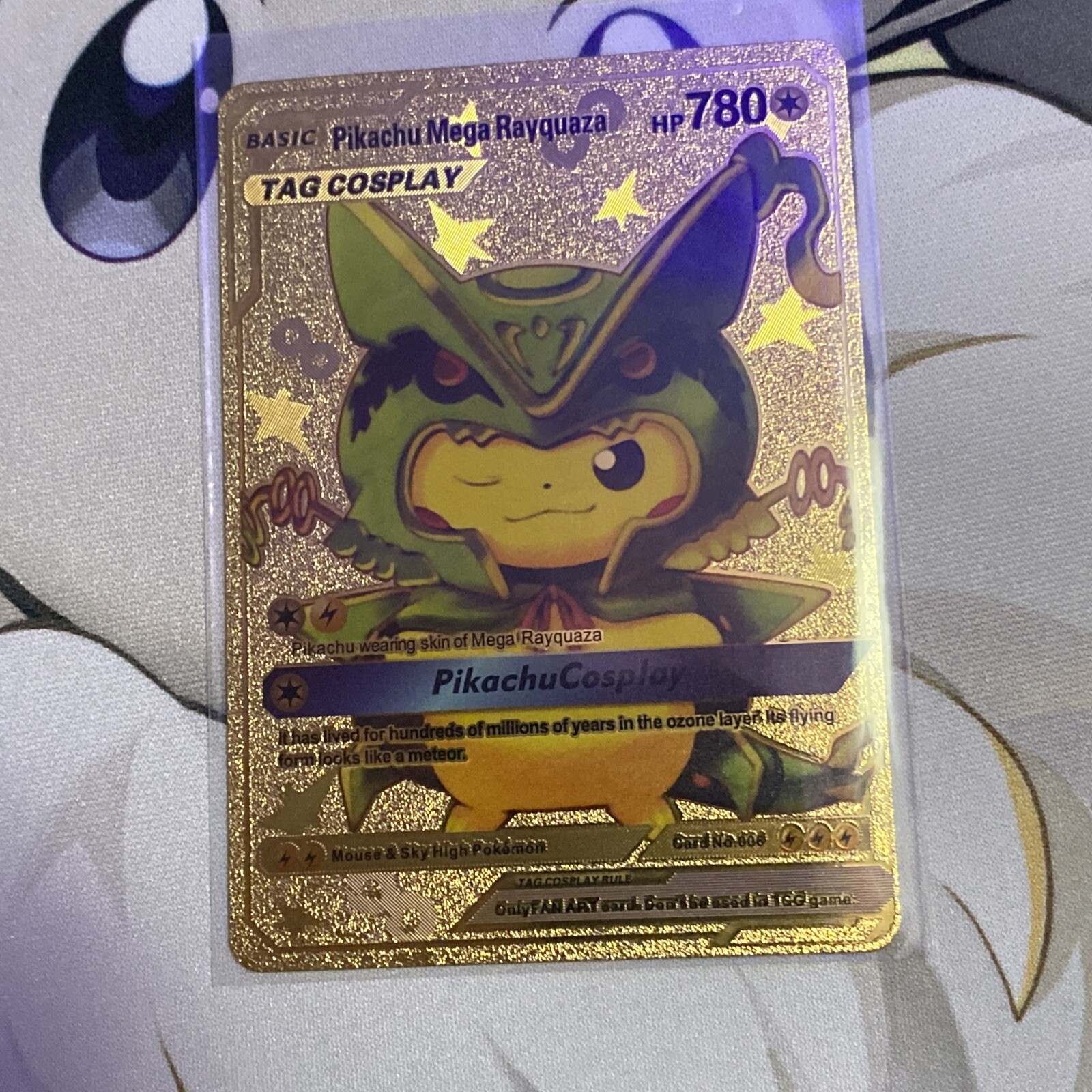 RARE-Pikachu-Mega-Rayquaza-Tag-Cosplay-Gold-Foil-Pokemon-Card Values ...