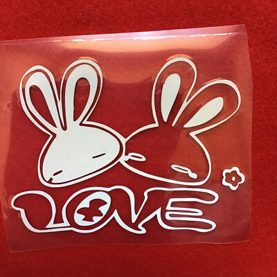 Set Of 2 LOVE Rabbit Car Sticker For Window / Valentine's Day Stick St ...