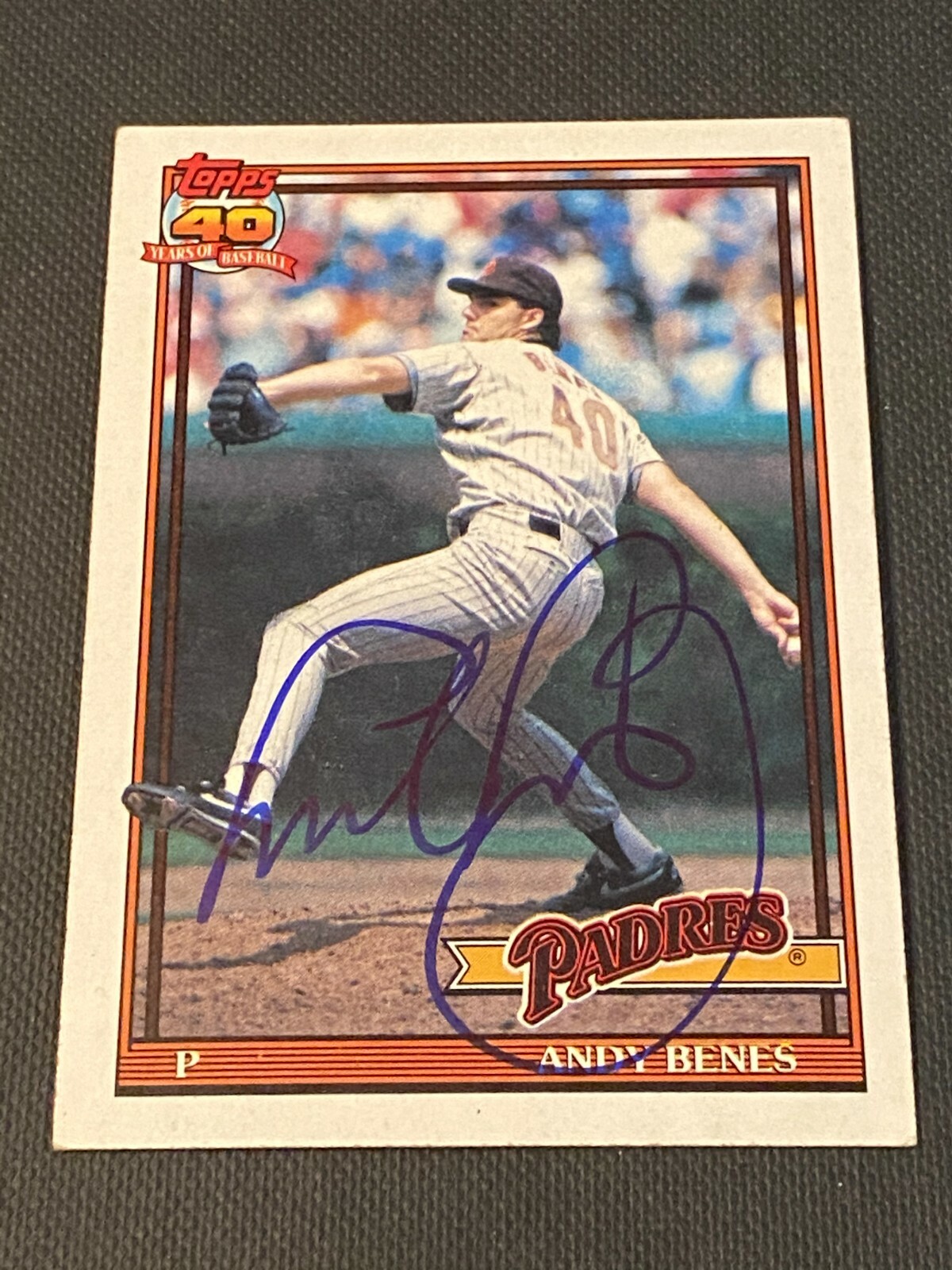 Andy Benes Signed 1991 Topps Card Auto San Diego Padres Autograph ...