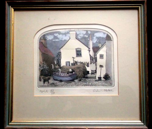 SIGNED & Ltd 87/250 - Graham Clarke Etching 'April' - Framed and Glazed ...