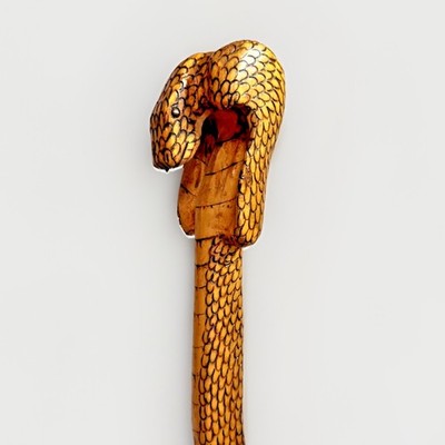 Wood Handmade Carved Snake Walking Cane Cobra Walking Stick Gift Jafar ...