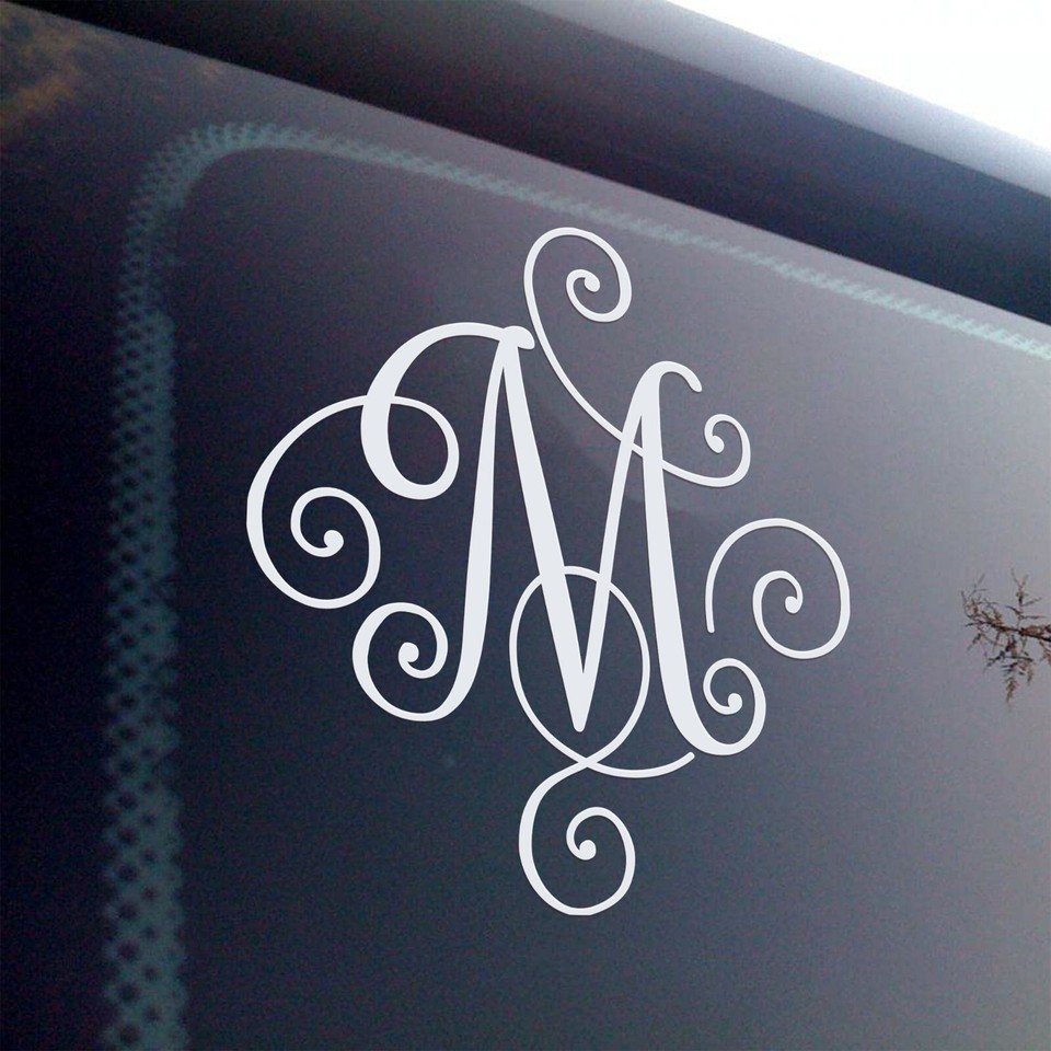Scroll Monogram Inital Vinyl Decal Sticker | Decorative Letter Script ...