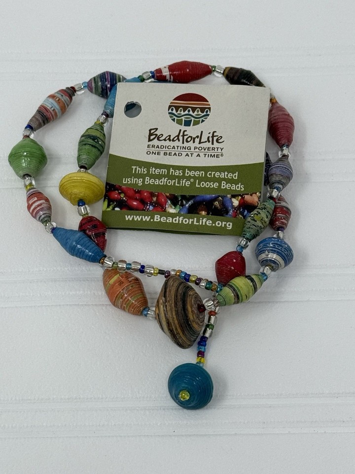 NWT Bead For Life Necklace Multi Color Paper Beads Made In Uganda New ...