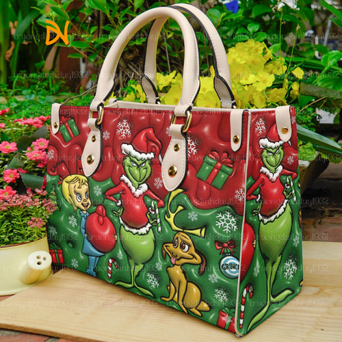Grinch Christmas Handbag, Grinch Christmas Leather Handbag, Christmas ...