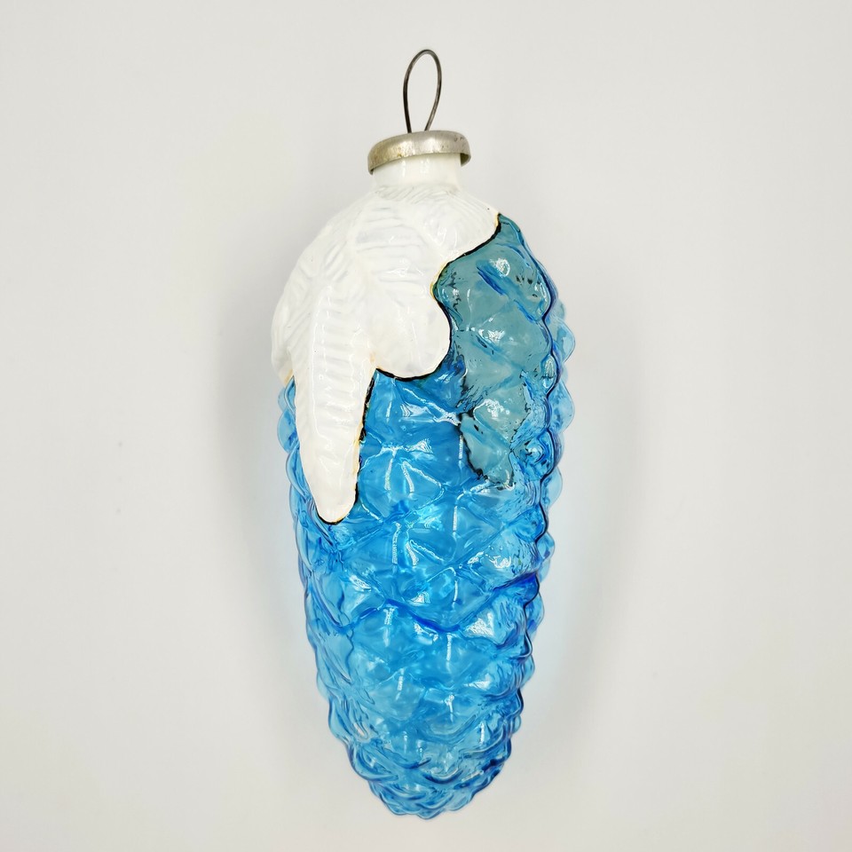 Glass Ornament "Big Blue Ice Cone Fir Spruce" Christmas vintage decor ...