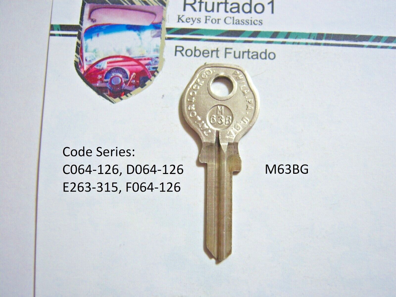 PORSCHE 356 356A 356B CARRERA KEY BLANK 1954 1955 1956 1957 1958 1959 ...