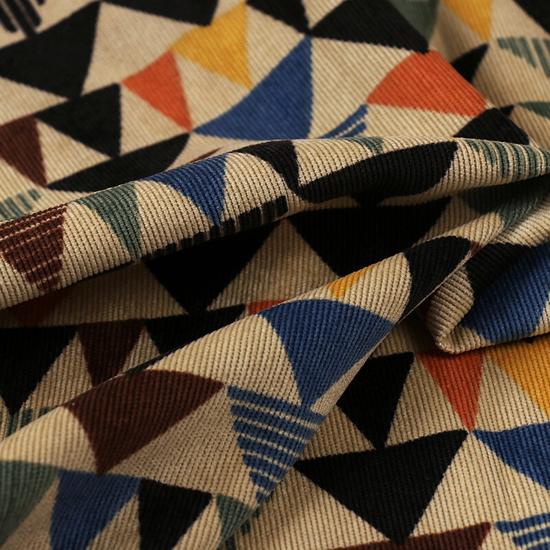Geometric Triangles Print Corduroy Fabric Cloth Dress Clothes Sewing ...