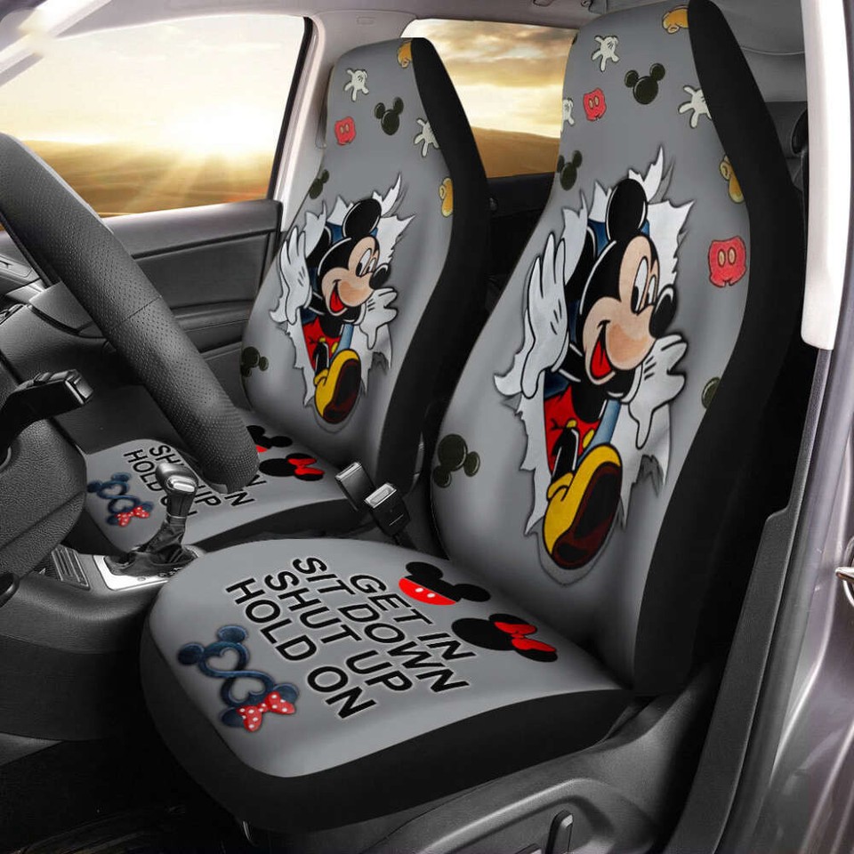 Mickey Mouse Cracking Pattern Get In Sit Down Shut Up Hold On Car Seat ...