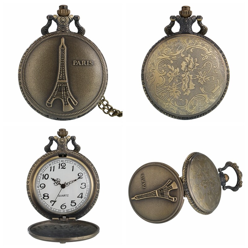Steampunk Quartz Pocket Watch for Men Vintage Style Bronze Chain ...