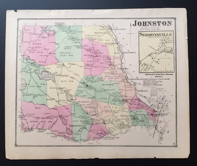 Johnston - Simmonsville Rhode Island 1870 Map | eBay