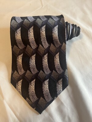 Cocktail Collection Black/Silver Geometric 100% Silk Tie Necktie 57"x4 ...