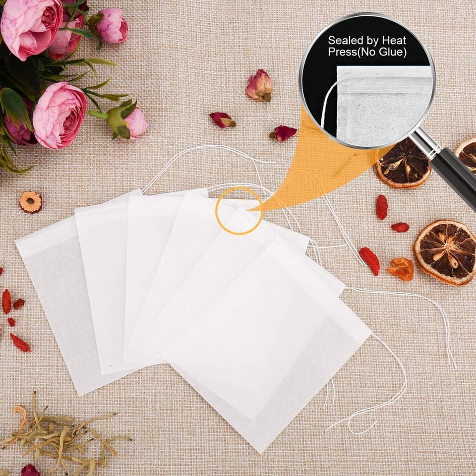 100PCS Tea Filter Bags, Disposable Tea Bags for Loose Leaf Tea ...