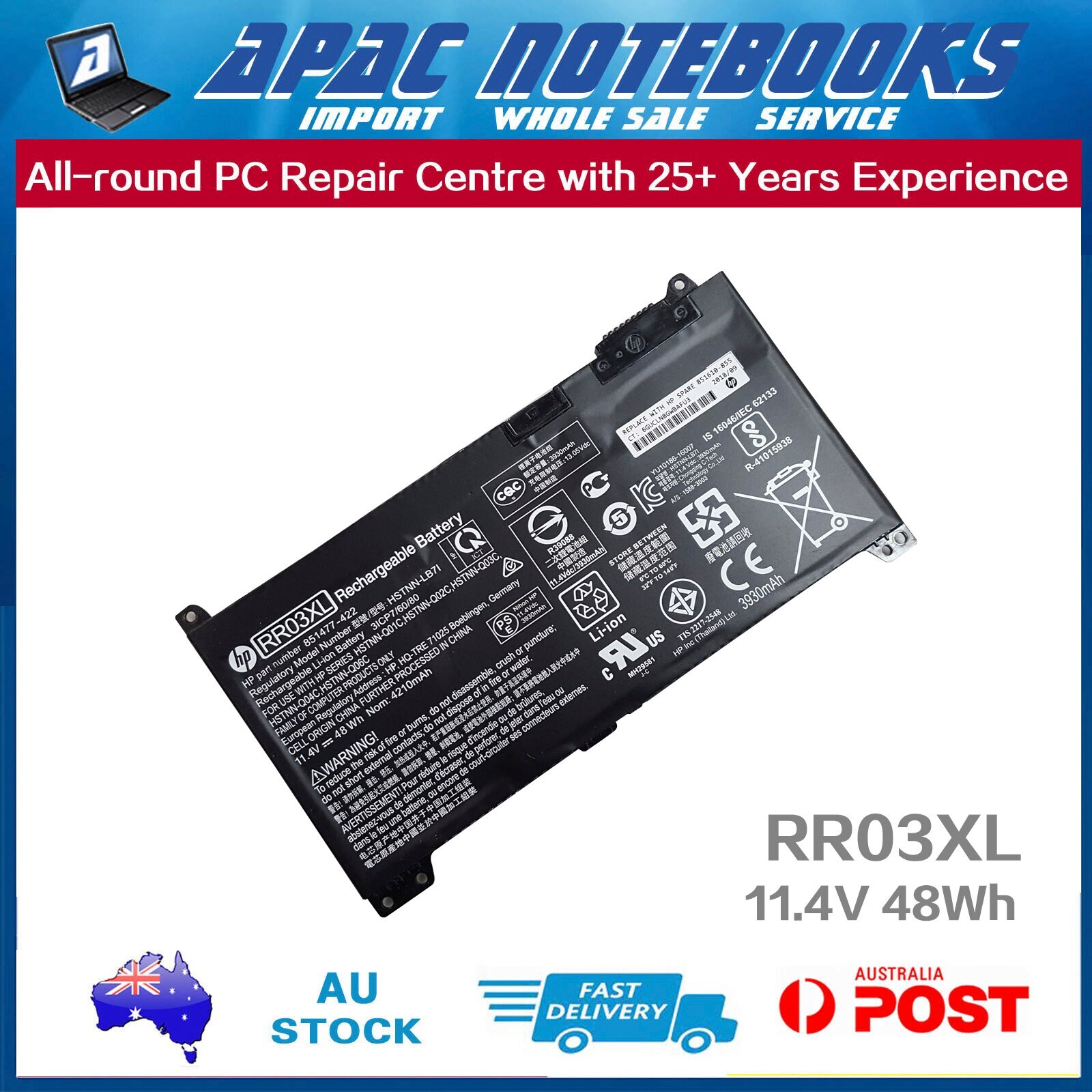 Genuine RR03XL Battery HP ProBook 430 440 450 455 470 G4 G5 RR03048XL ...