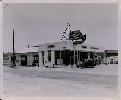 GA30 Original Photo VINTAGE SHELL GAS STATION Full Service Garage ...