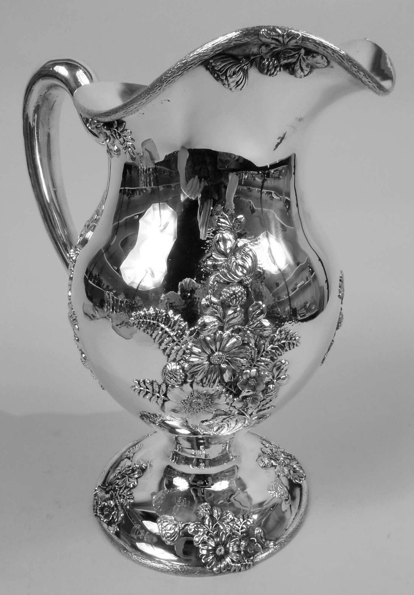 Antique Silver Water Pitcher Modernist Sterling Silver Water Pitcher