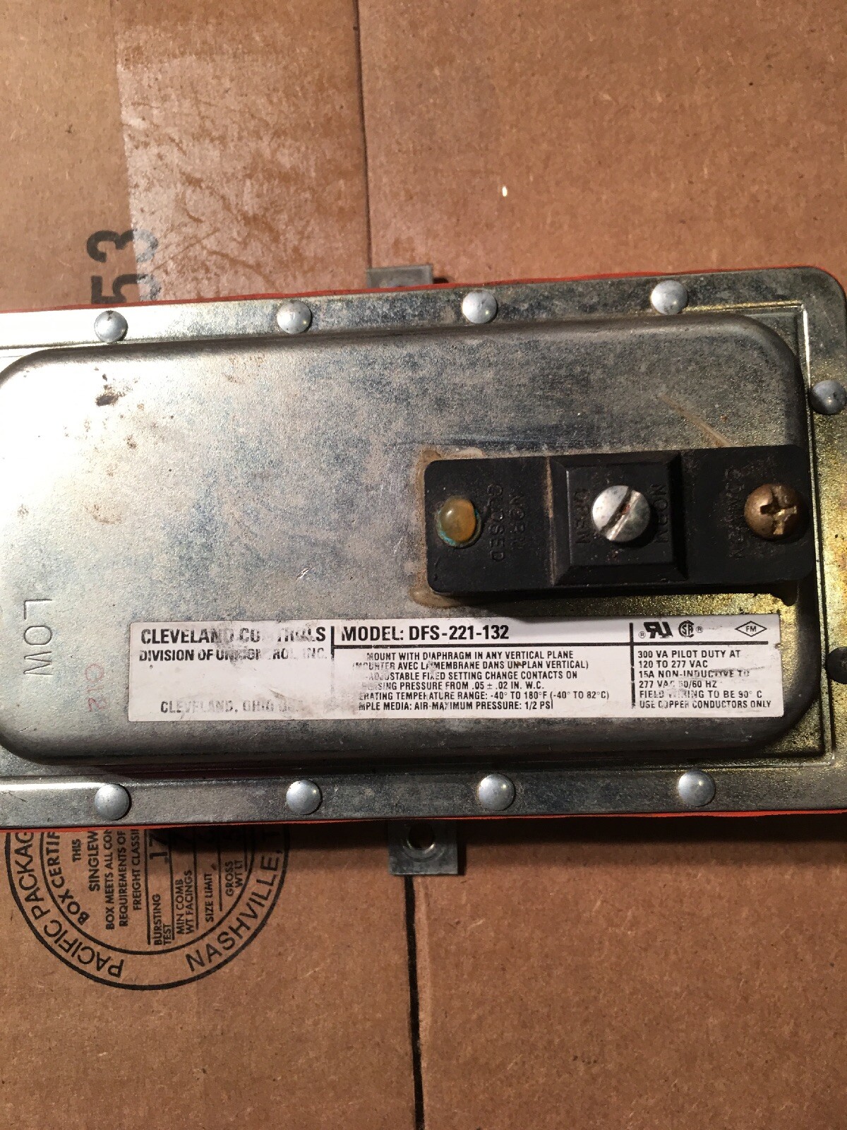 Cleveland controls Air Proving Switch P/N DFS-221-132 | eBay