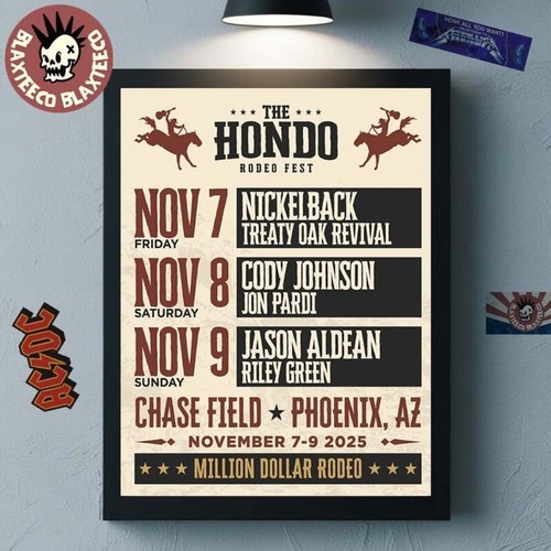 The Hondo Rodeo Fest 2025 Lineup Phoenix Arizona At Chase Field Poster ...