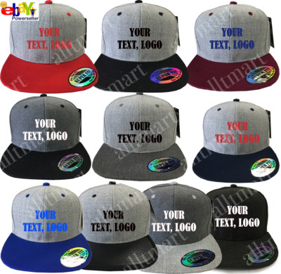 New Printed Text Logo Custom Personalized Flat Bill Premium Snapback ...