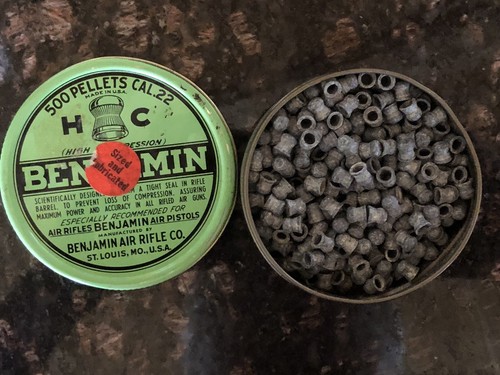 AIR RIFLE PELLETS/PISTOLS BENJAMIN HC 500 COUNT 22.cal St. Louis Mo USA ...