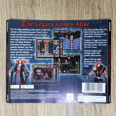 AUTHENTIC BACK COVER ONLY - NO GAME NO MANUAL - CASTLEVANIA CHRONICLES ...