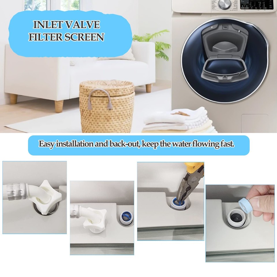 4pcs Washer Water Inlet Valve Filter Screen Washing Machine Replacement ...