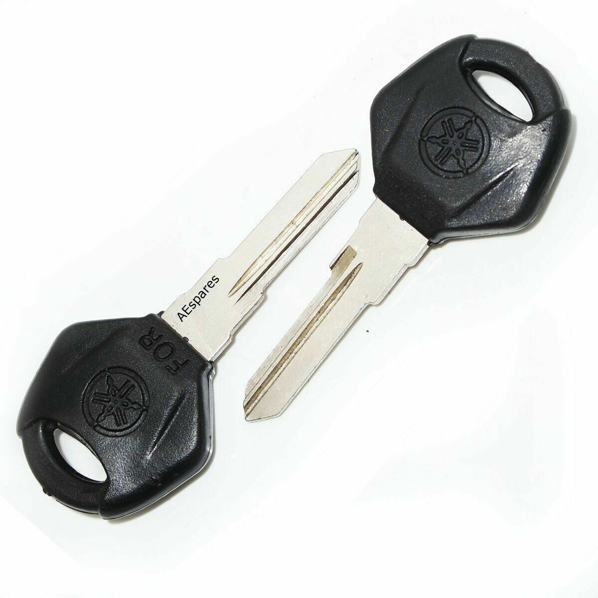 Pair Blank Key Set With Embossed Yamaha Logo YZF R1 R6 FZ1 FZ6 XJR12 ...