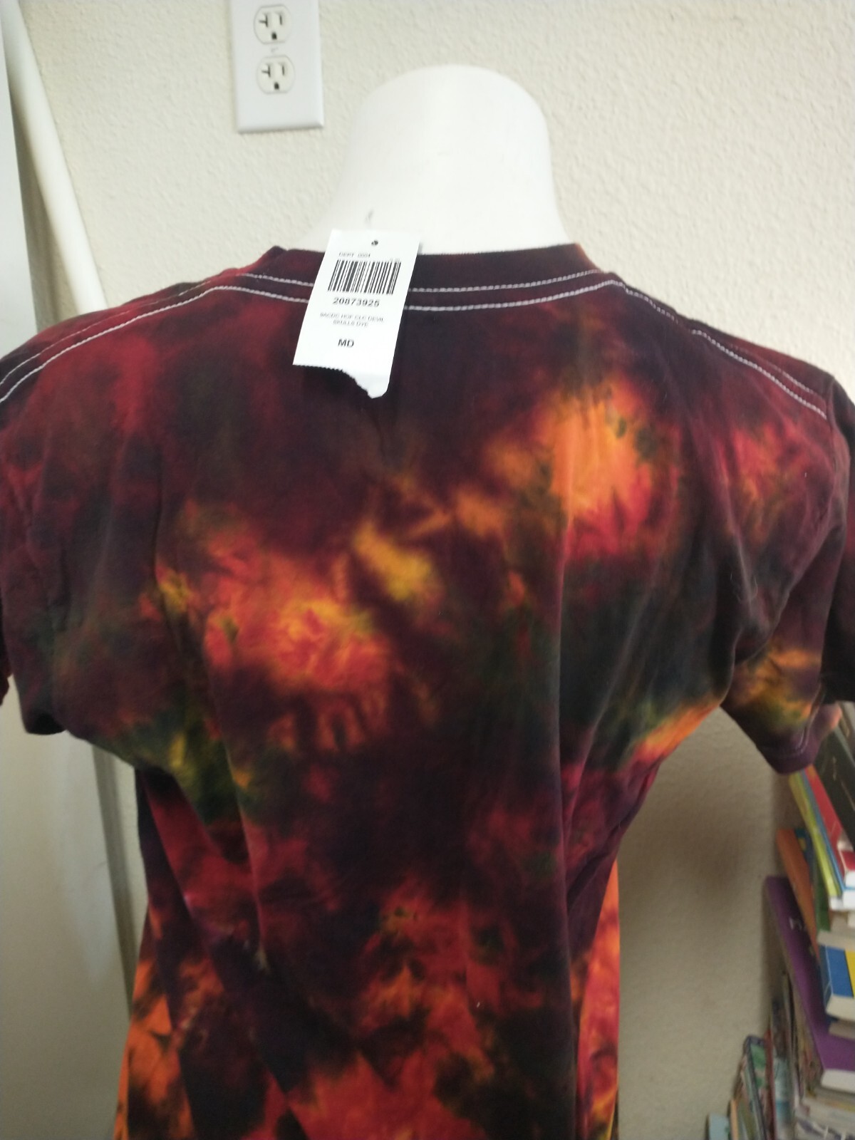 AC DC T SHIRT M DEVIL SKULLS ORANGE BLACK TYE DYE HOT TOPICS LIQUID ...