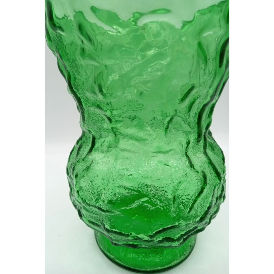 Brody Co Flower Vase Emerald Green Crinkle Glass Vintage 8 Inch ...