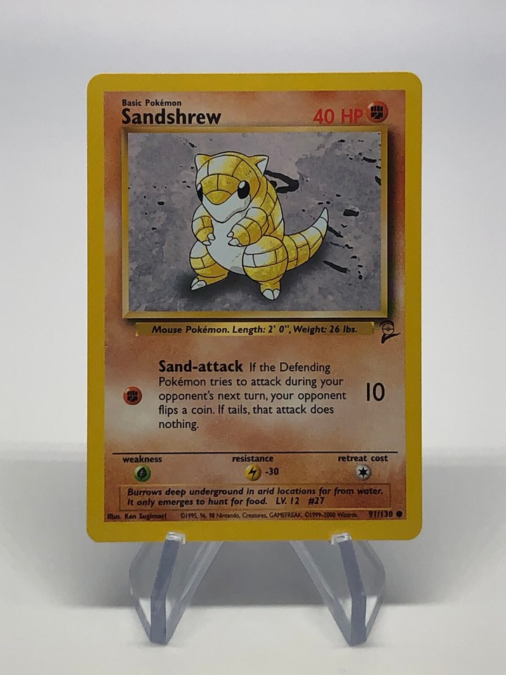 Sandshrew 91/130 - Common - Vintage English Base Set 2 Pokemon Card ...