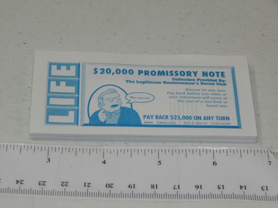 2004 Simpsons Edition Game of Life Board Game Promissory Note Parts ...