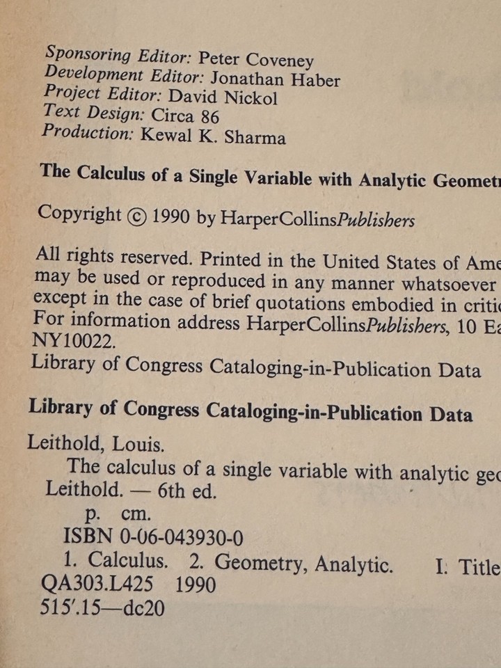 The Calculus with Analytic Geometry by Louis Leithold 6th edition ...