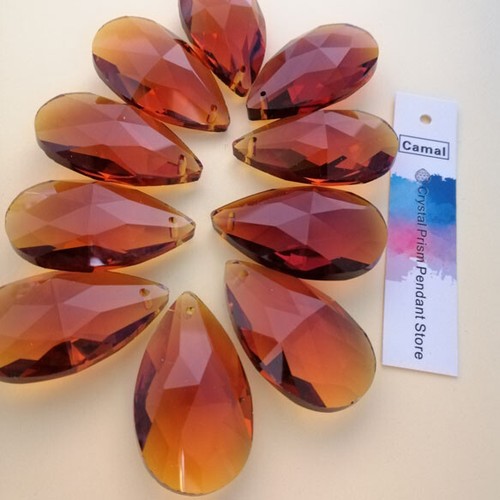 12pcs 38mm Amber Teardrop Chandelier Crystal Prisms Suncatchers Hanging ...