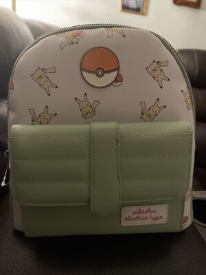 Authentic Pokémon mini backpack pikachu pastel mint green and white ...