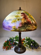 1900's Handel lamp with a glass shade reverse painted. | Collectors Weekly